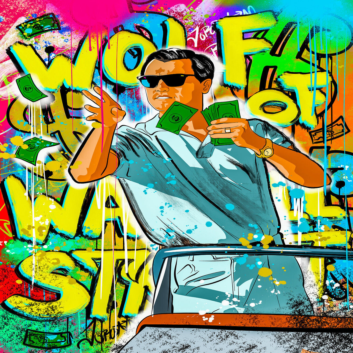 Leinwand Bilder Wolf Wall Street Auto Pop Art Wandbilder-Hochwertiger ...