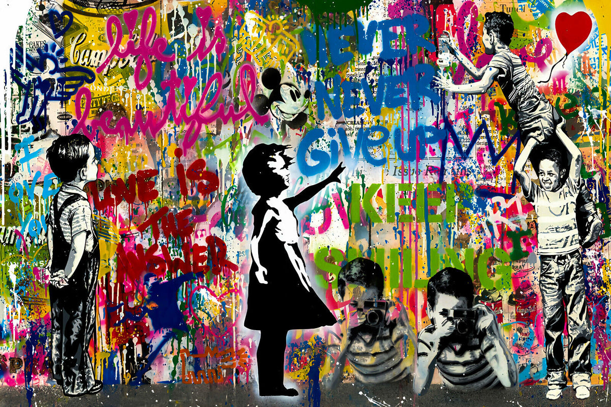 Leinwand Bilder Never give up Love Pop Art Wandbilder -Hochwertiger Ku ...